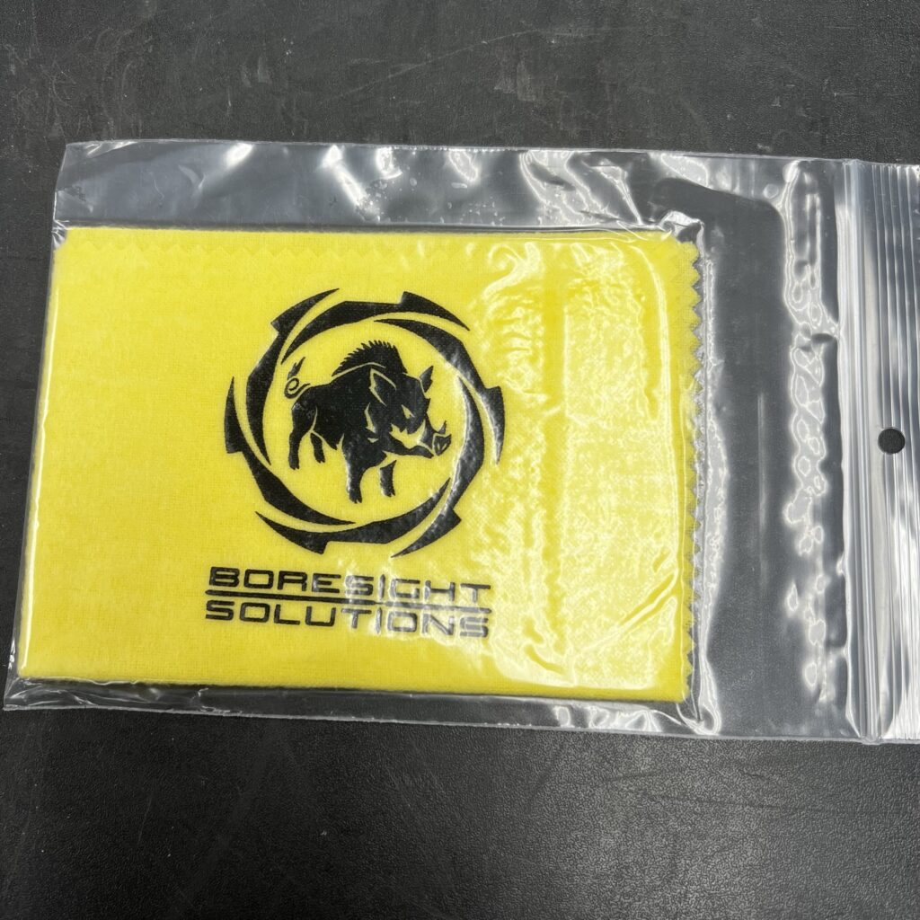 Silicone treated cotton cleaning cloth, Boresight Solutions logo ...